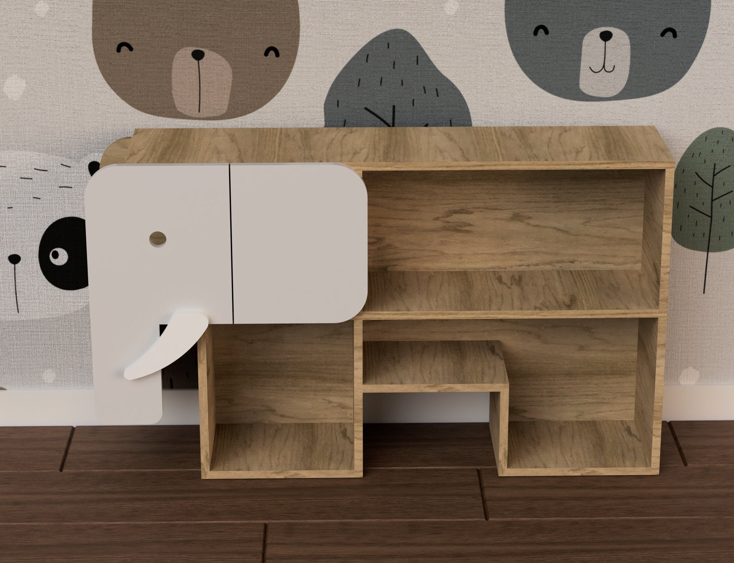 Elephant Bookcase / Small Montessori Bookshelf / Printable PDF - Etsy