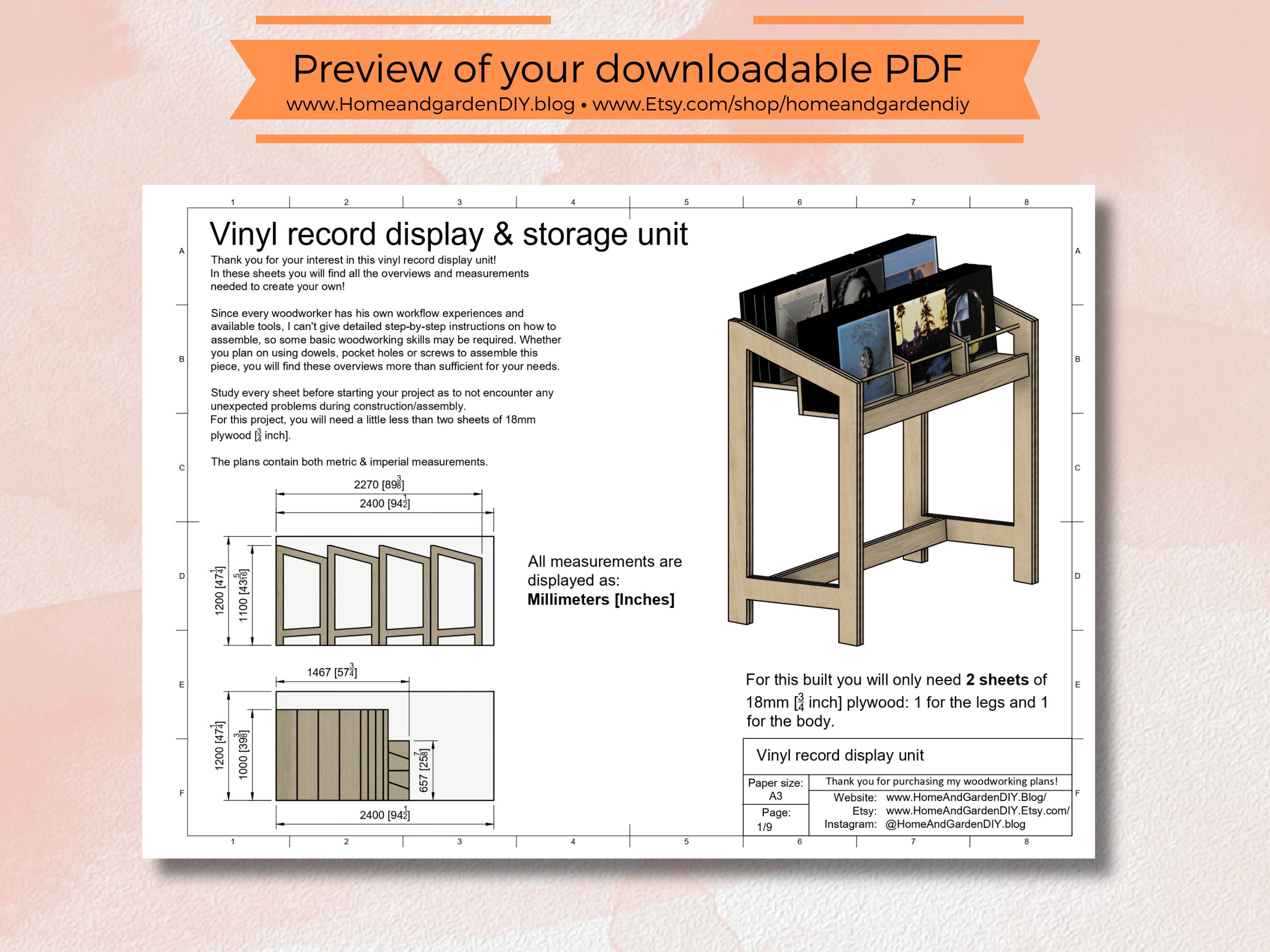 Vinyl Record Storage Display Unit - DIY Digital Download Plans for ...