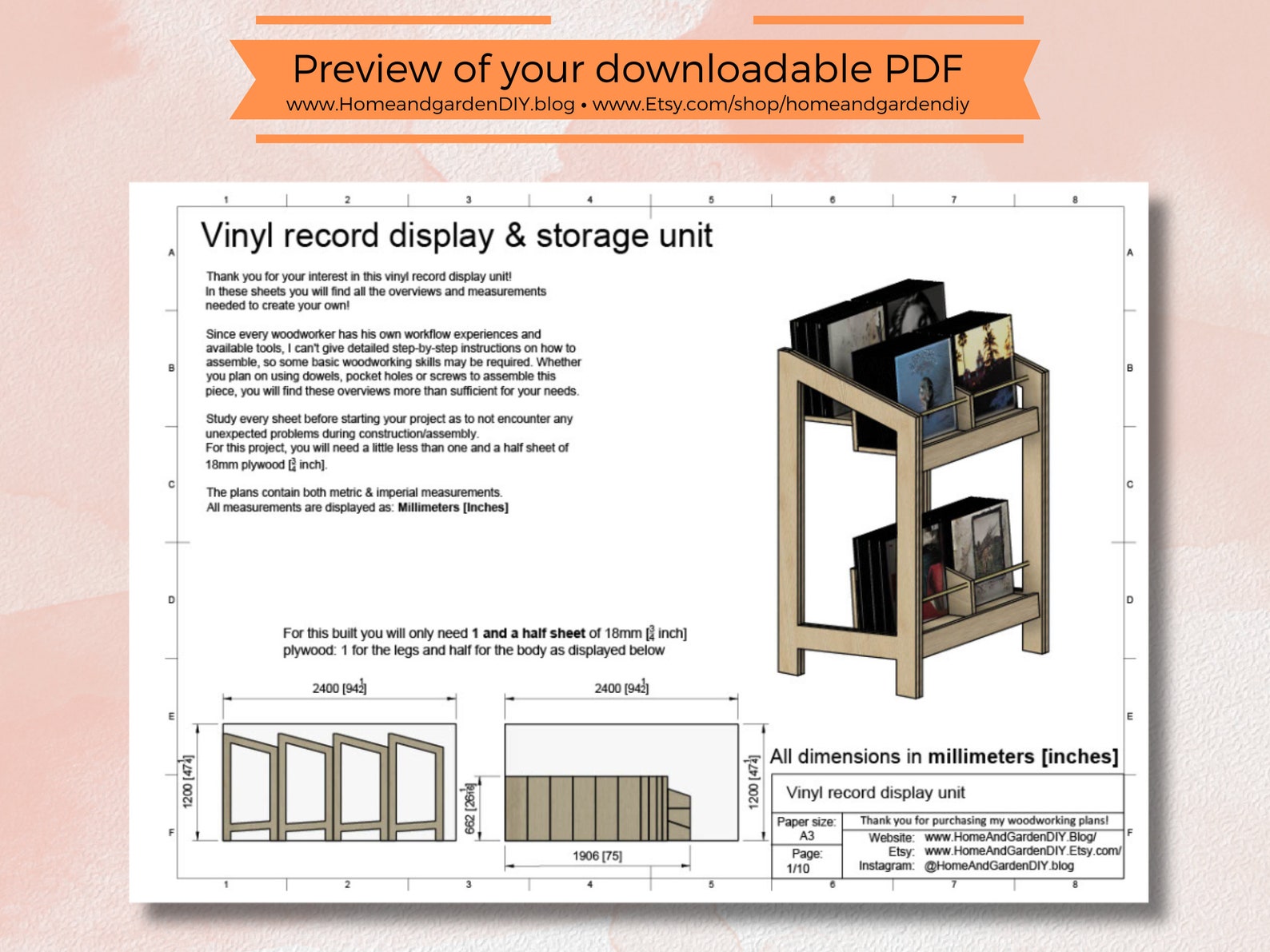 Vinyl Record Storage Display Unit - DIY Digital Download Plans for ...