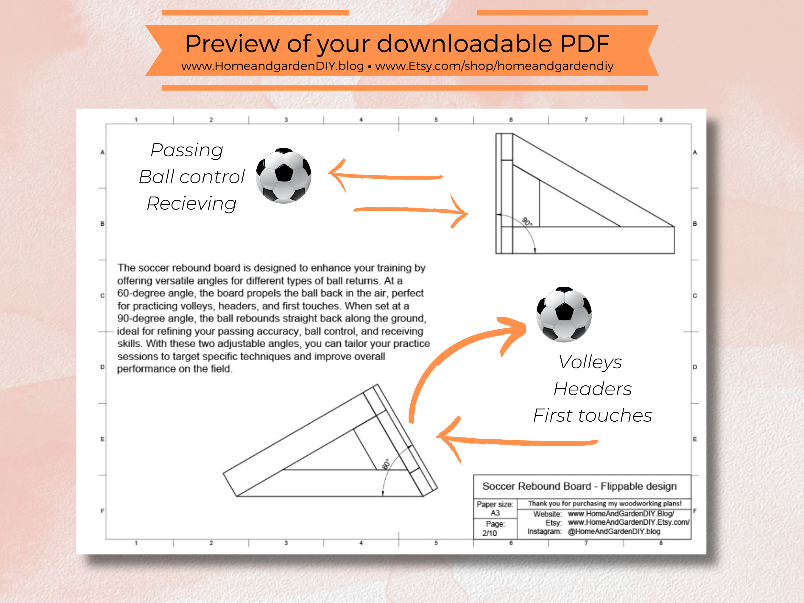 DIY Soccer Rebound Board Plans - 3 Sizes, Adjustable Angles, Perfect ...