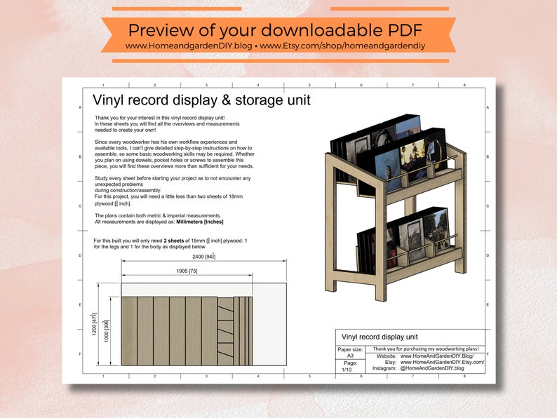 Vinyl Record Storage Display Unit - DIY Digital Download Plans for ...