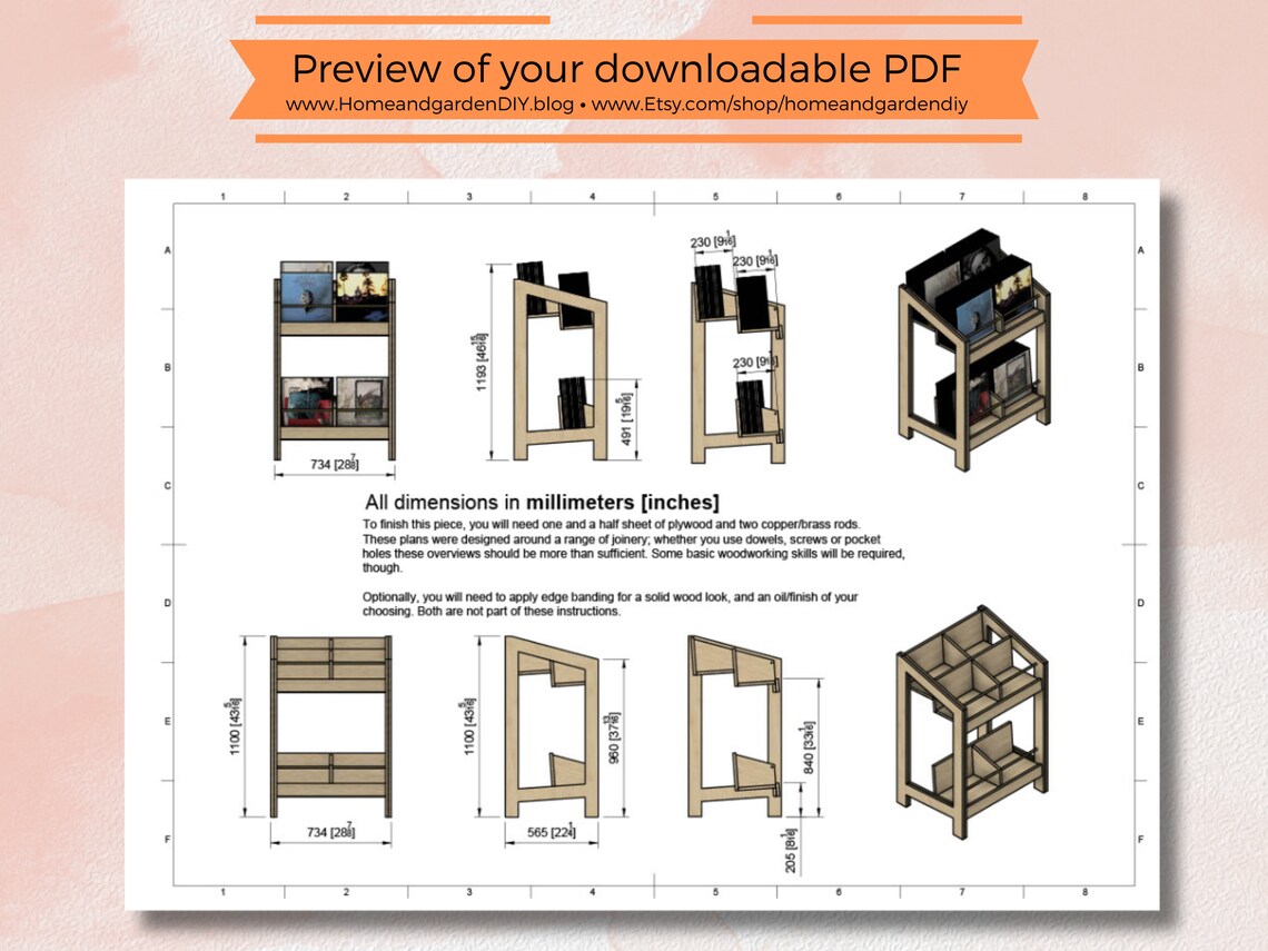 Vinyl Record Storage Display Unit DIY Digital Download Plans for Modern ...