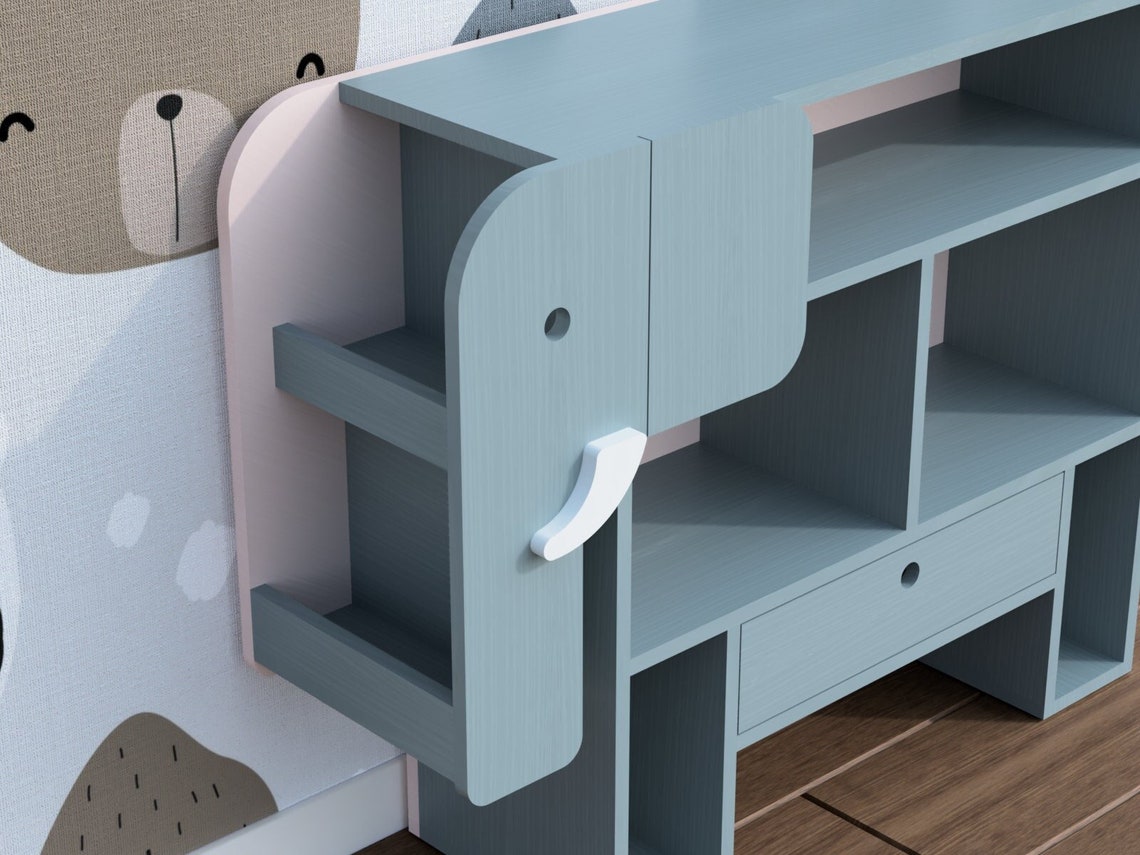 Elephant Bookcase Midi (simplified Version) / Montessori Cabinet ...