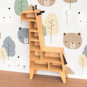 Giraffe Bookcase / Montessori Cabinet Bookshelf / Printable PDF ...