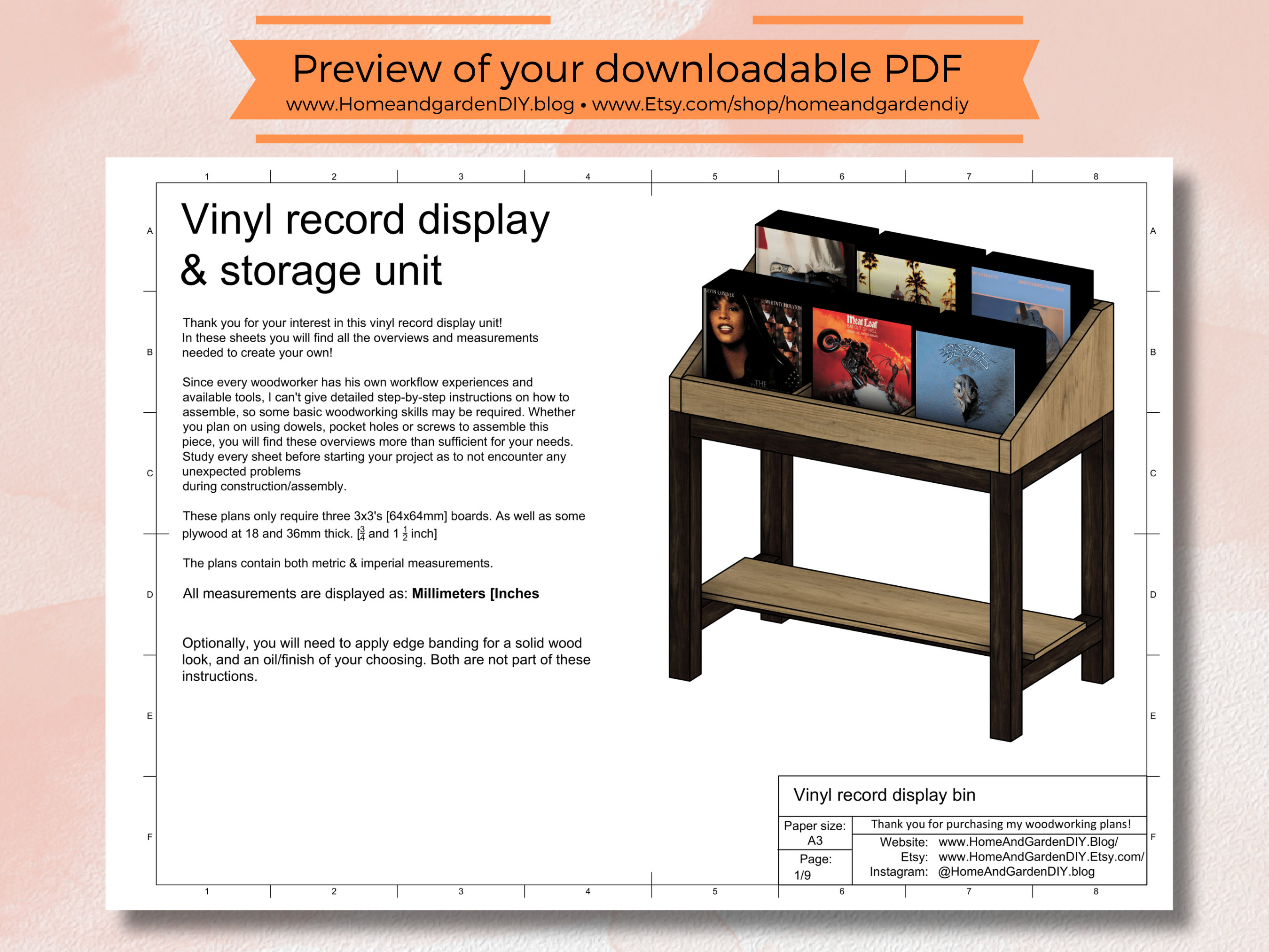 Vinyl Record Storage Display Unit - DIY Digital Download Plans for ...