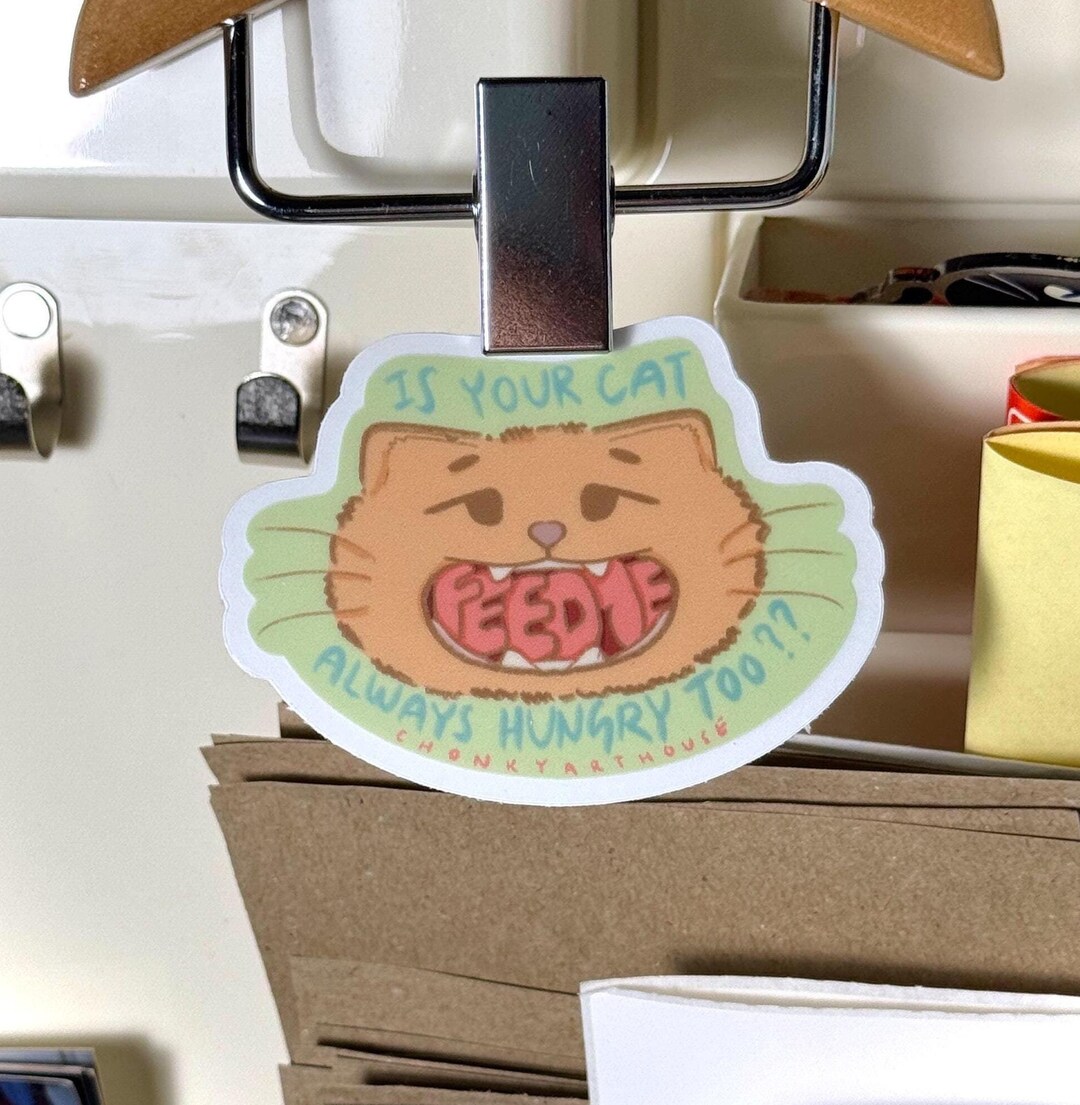 FEED ME! 3" Transparent Vinyl Cat Sticker - Etsy