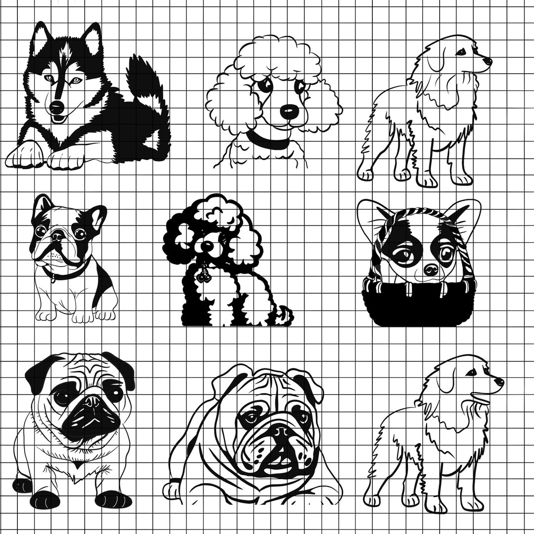 Dog Bundle Pack: 9 SVG and PNG Designs in Vector Style Clip Art ...