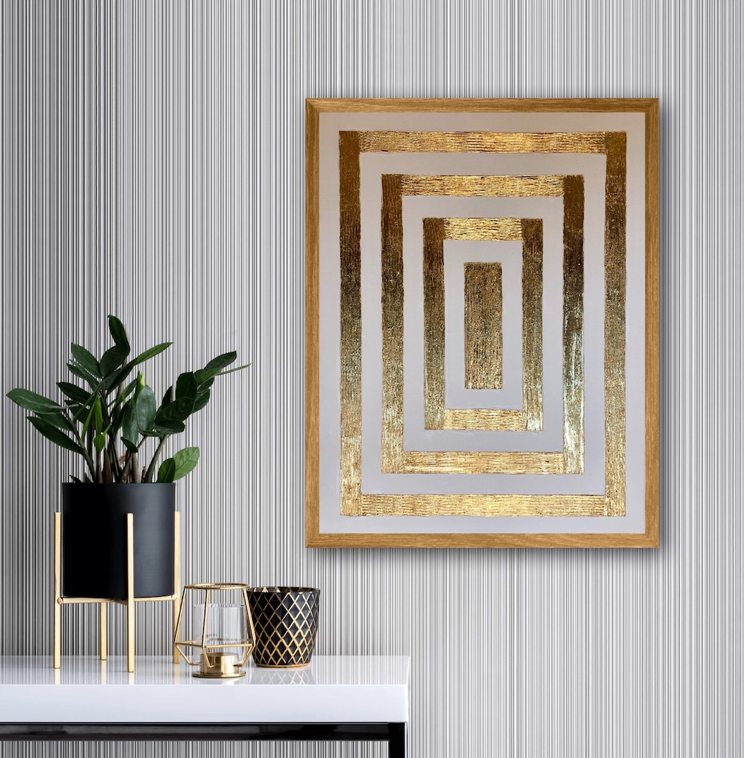 Modern Textured Gold Leaf Wall Art / Textured Wall Decor - Etsy