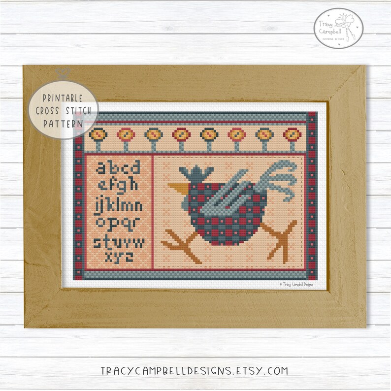 Rooster Sampler Cross-stitch Pattern, Primitive Farmhouse PDF - Etsy