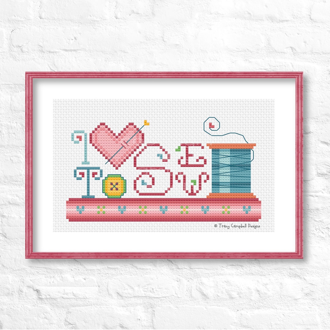 Love to Sew Sewing Room Cross Stitch Pattern, Spool of Thread Cross ...
