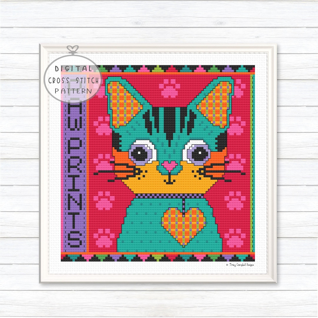 Paw Prints Cross-stitch Pattern, Whimsical Cross Stitch, Kitten Cross ...