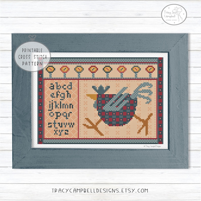 Rooster Sampler Cross-stitch Pattern, Primitive Farmhouse PDF - Etsy