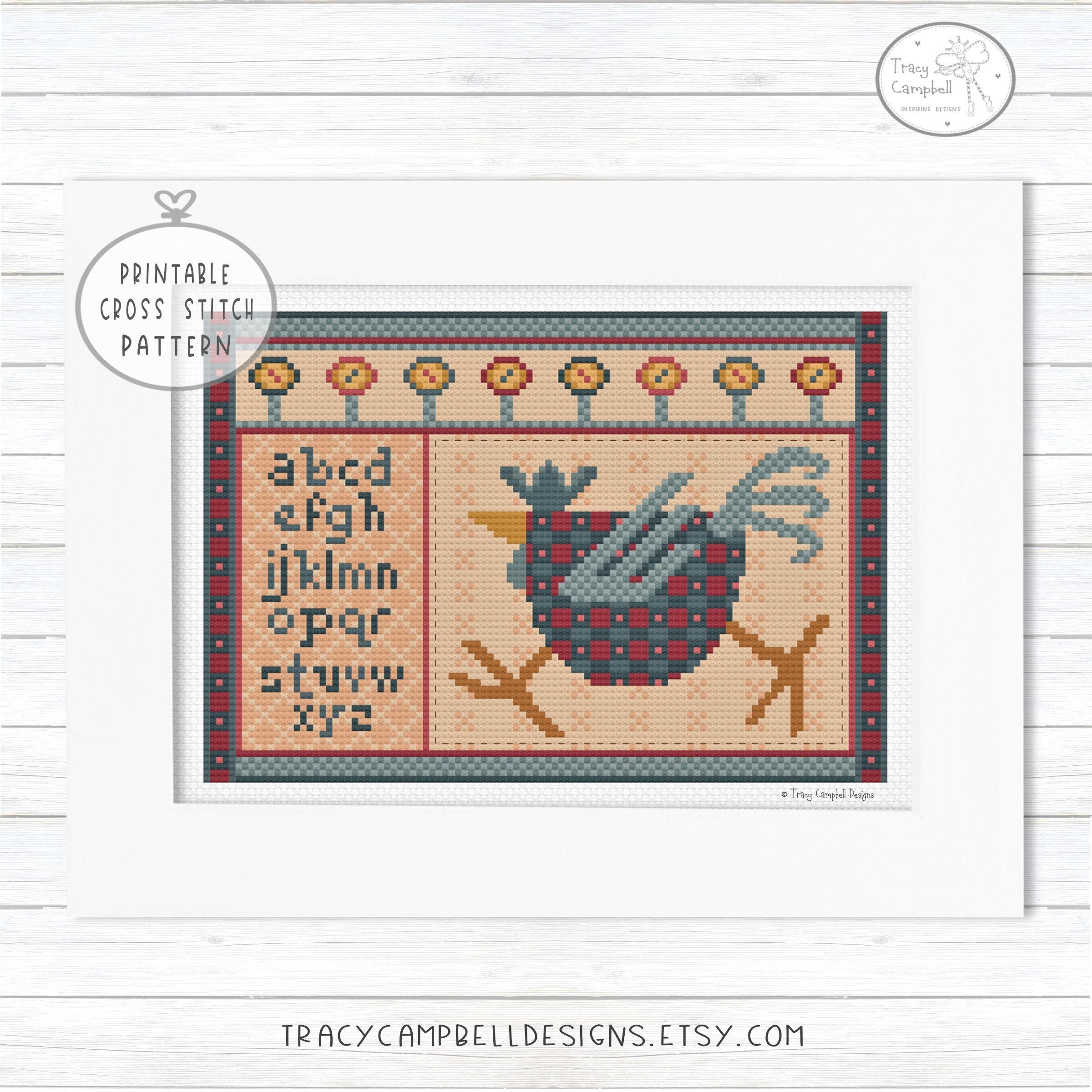 Rooster Cross Stitch Pattern Alphabet Sampler Embroidery | Etsy