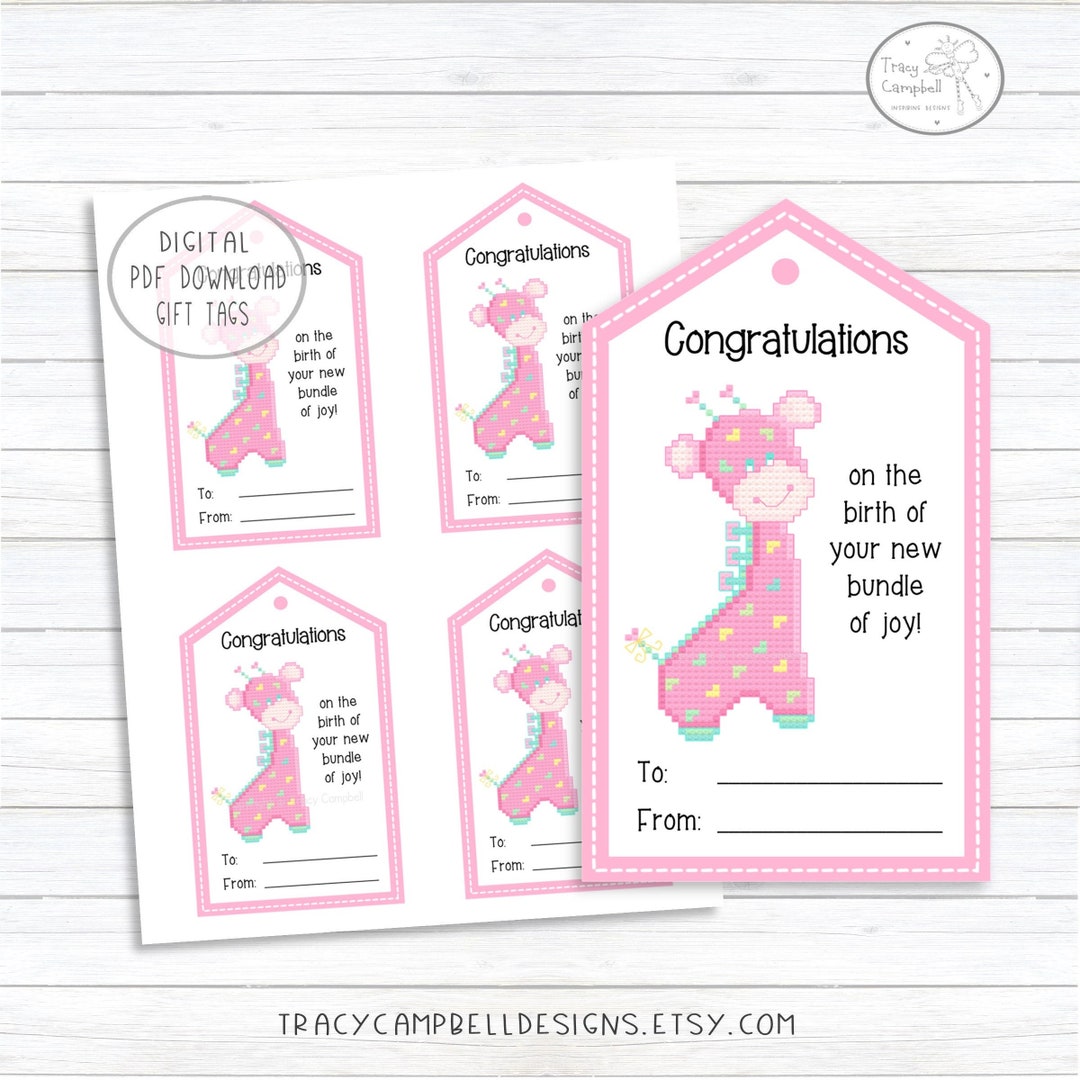Congratulations New Baby Gift Tags, Bundle of Joy Printable Gift Tags ...