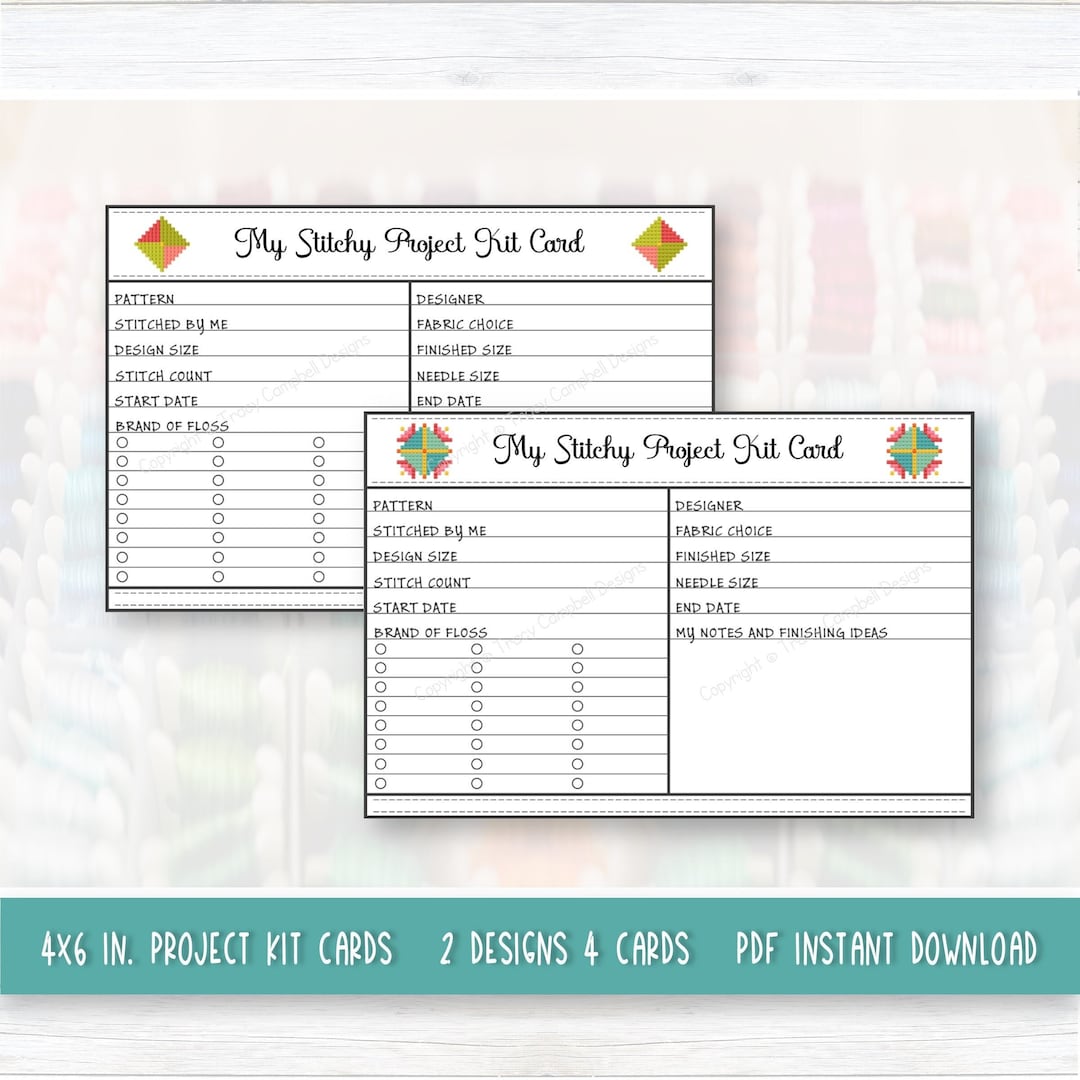 Printable Stitchy Project Quilt Kit Card, Crossstitch Keeper Card ...