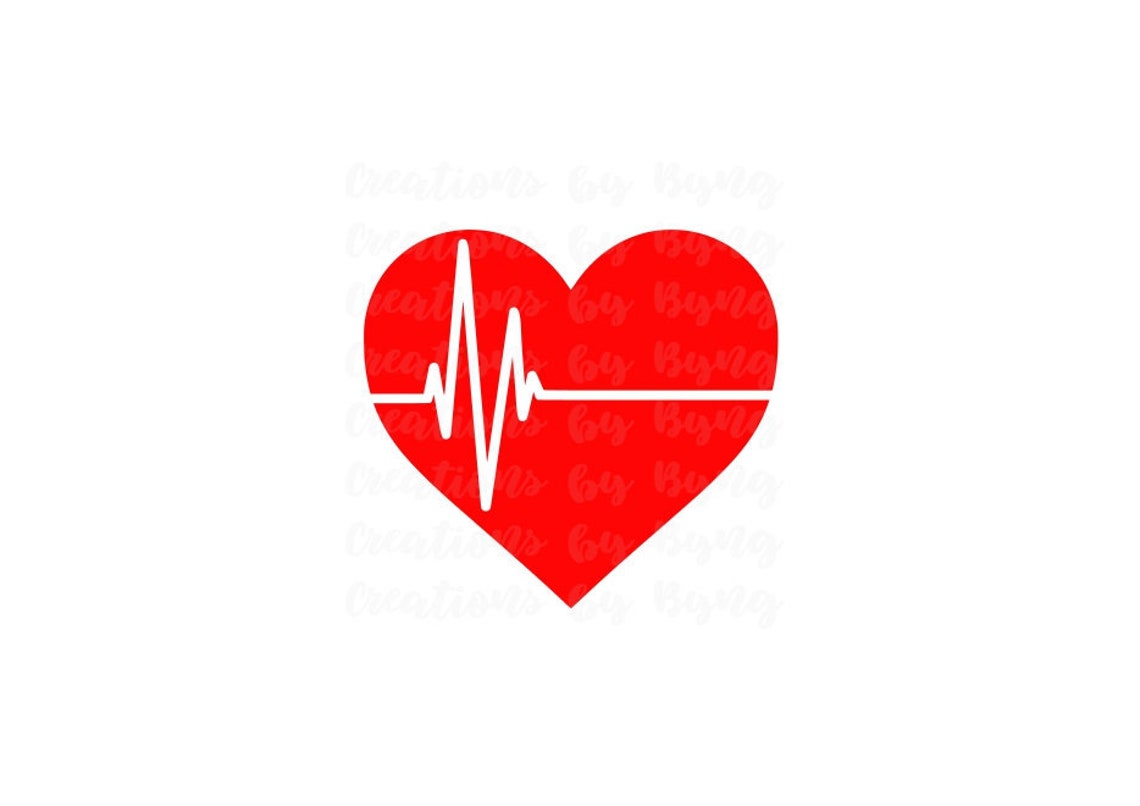Split Heart & Heartbeat Svg Png Files Cut Files for - Etsy