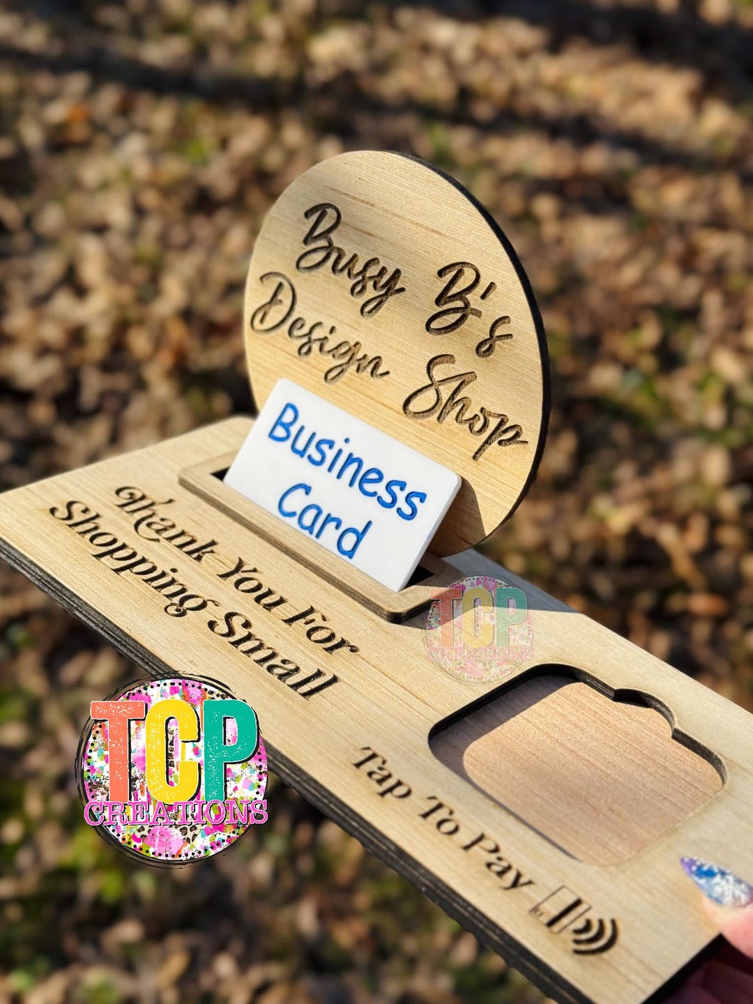 Wooden Table Top Vendor Sign With Square Card Reader Slot| Generic or ...