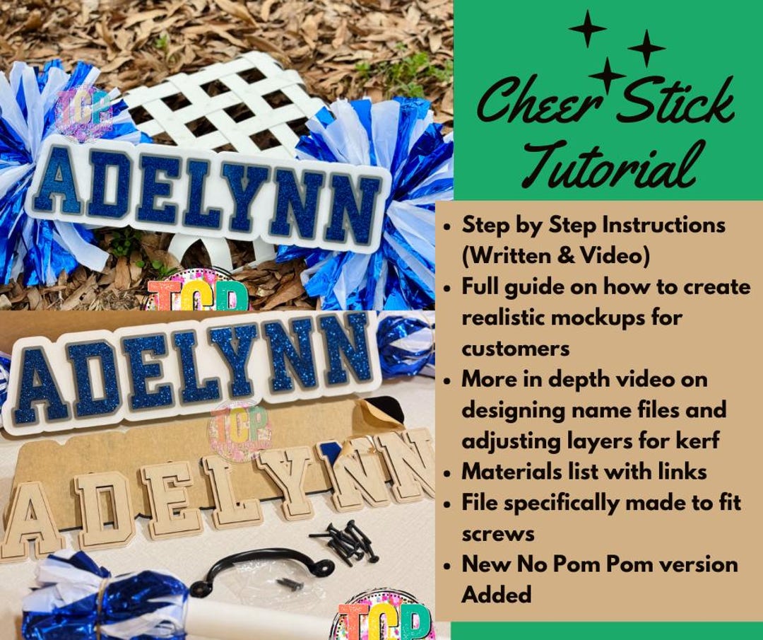 Cheer Stick Tutorial: SVG DXF Ai Lightburn Files (digital Download) - Etsy