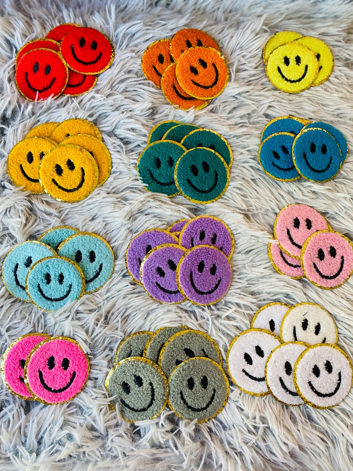 Colorful Smiley Face Chenille Patch Iron on Smiley Faces - Etsy