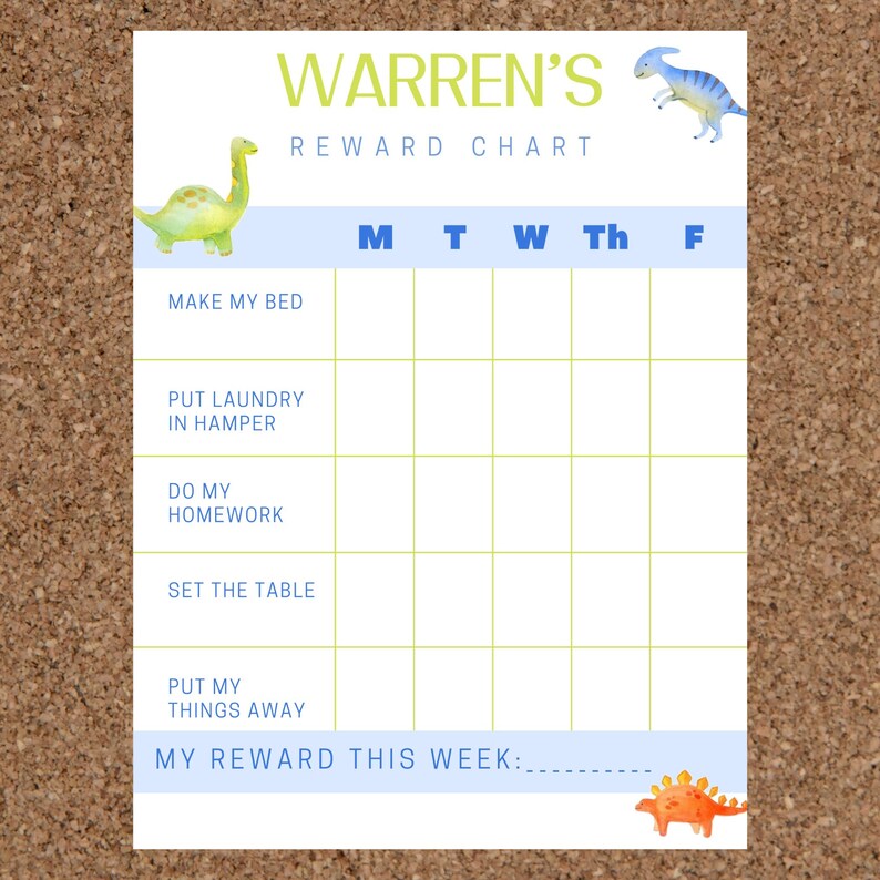 Digital reward chart behavior chart boy reward chart | Etsy