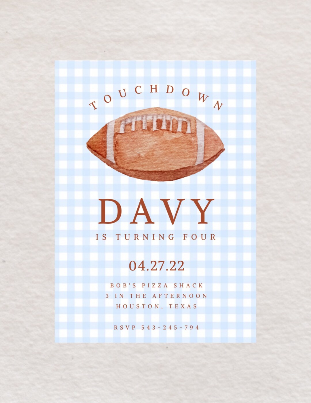 Watercolor Football Birthday Invitation (digital Download) - Etsy
