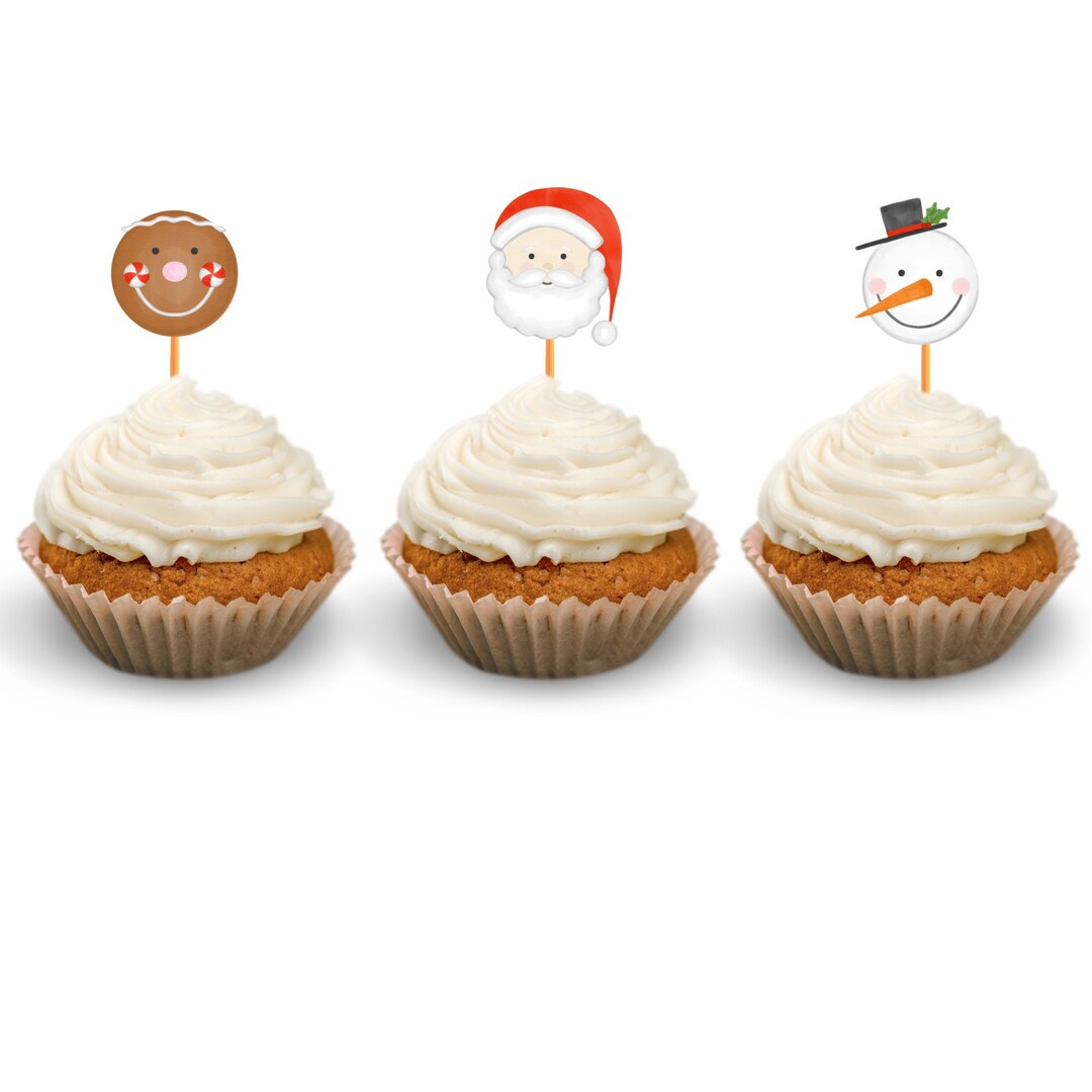 Christmas Cupcake Toppers, Christmas Party, Santa Cupcake Toppers ...