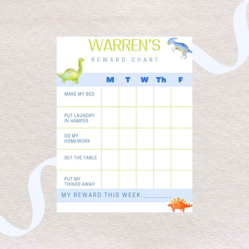 Digital reward chart behavior chart boy reward chart | Etsy