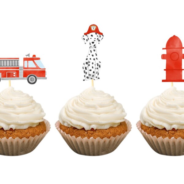 Firetruck Cupcake Topper - Etsy
