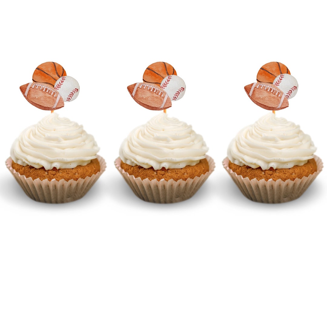 Sports Cupcake Toppers / All Star Theme / Sports Party Supplies ...