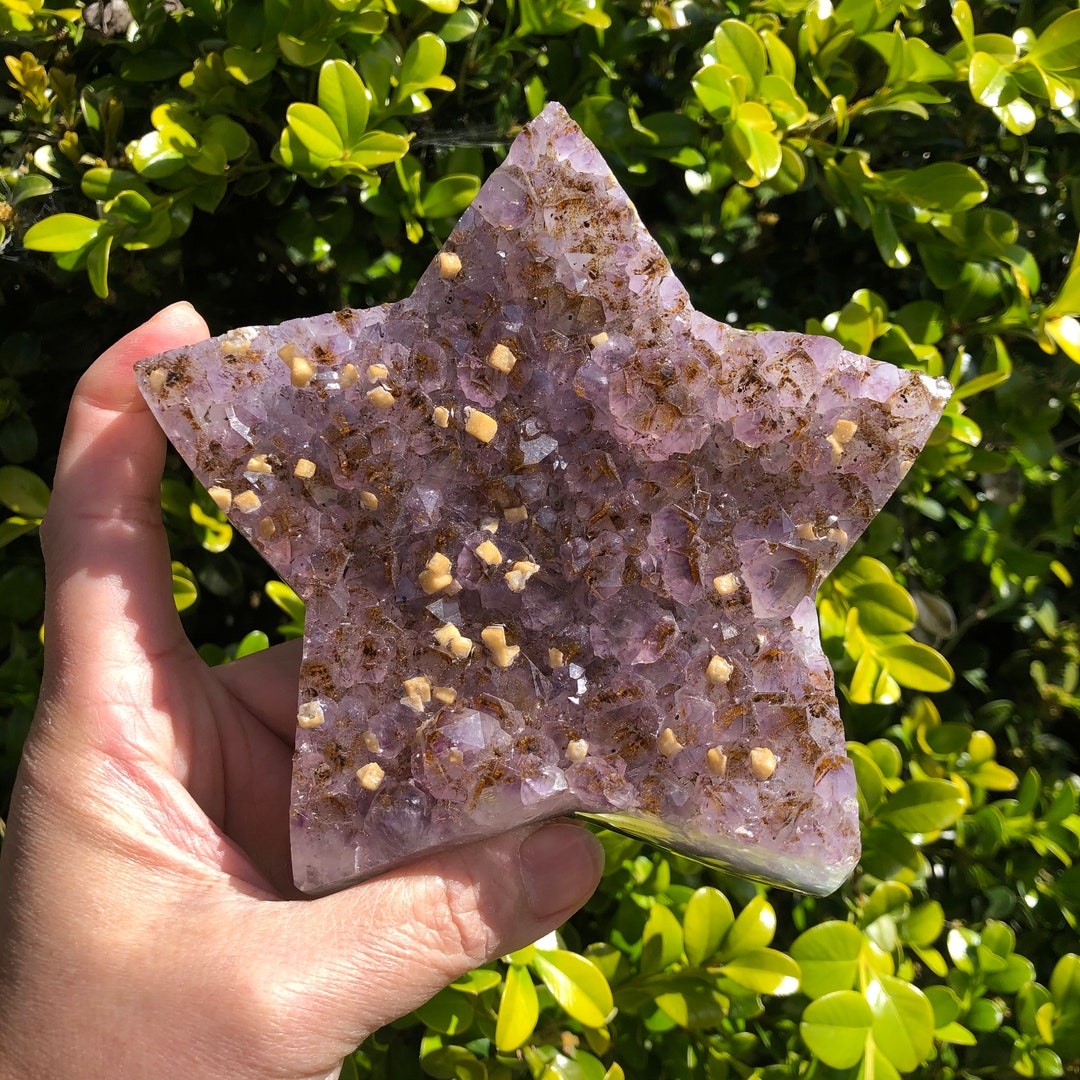 Gorgeous Amethyst Star With Yellow Calcite and Goethite Inclusions - Etsy
