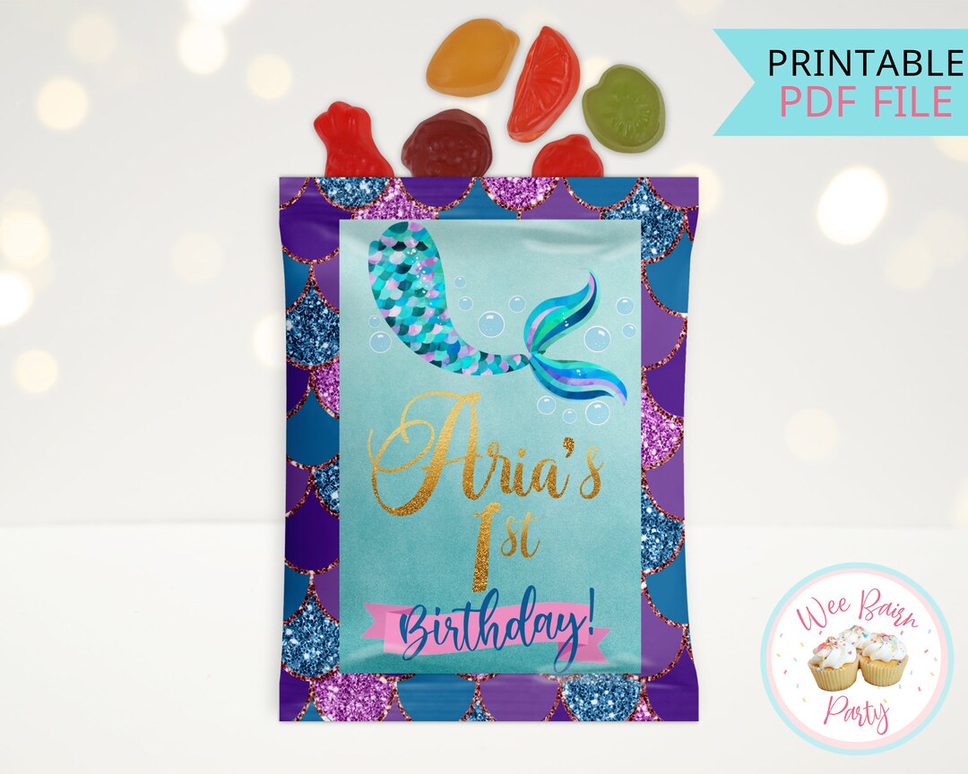Mermaid Party Favors Fruit Snacks Mermaid Birthday Gummy Candy - Etsy