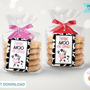 Cow Birthday Favor Tags, Barnyard Birthday Farm Party Favors Hang Tags ...