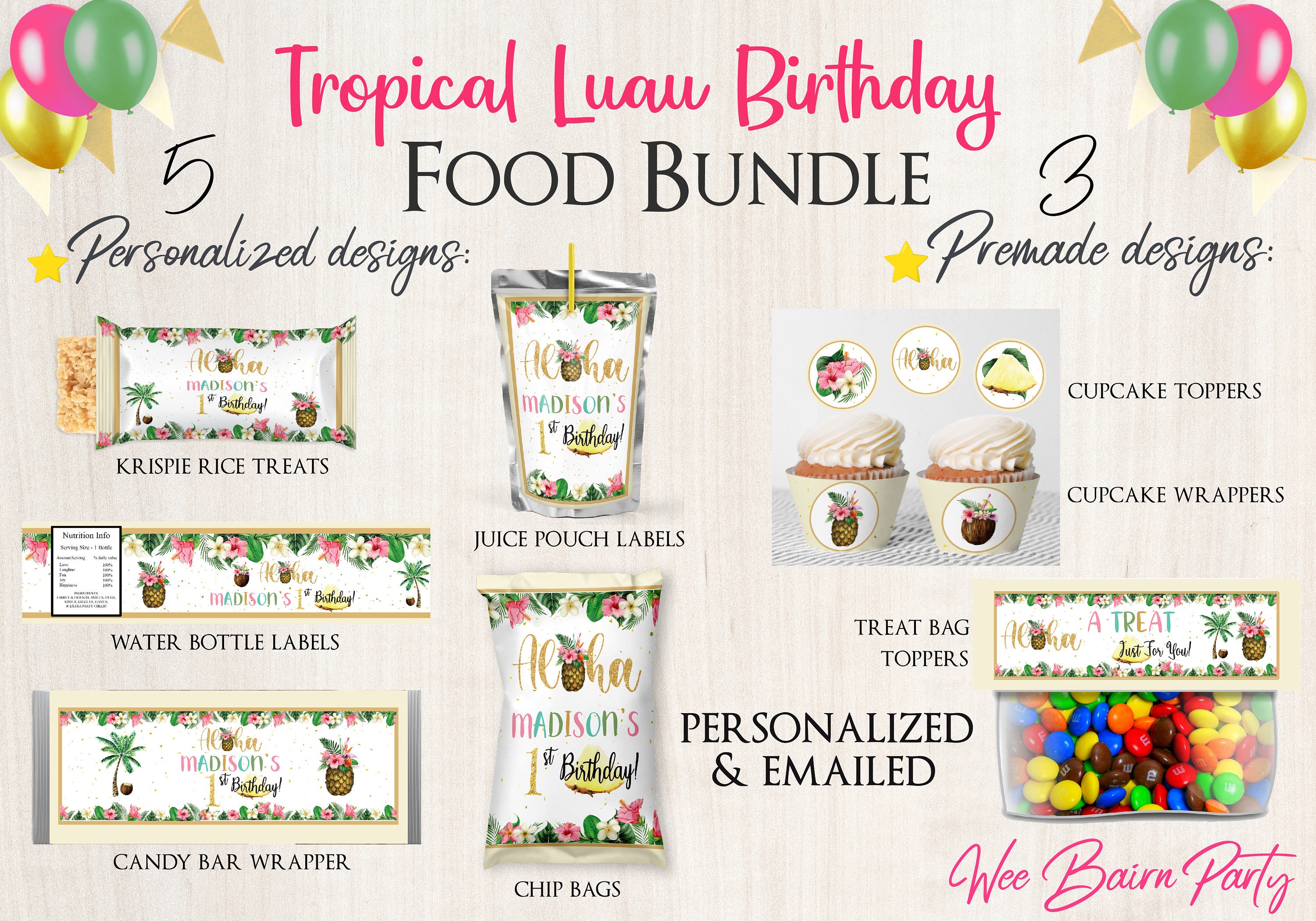 Hawaiian Luau Tropical Party Favors Bundle Aloha Birthday | Etsy
