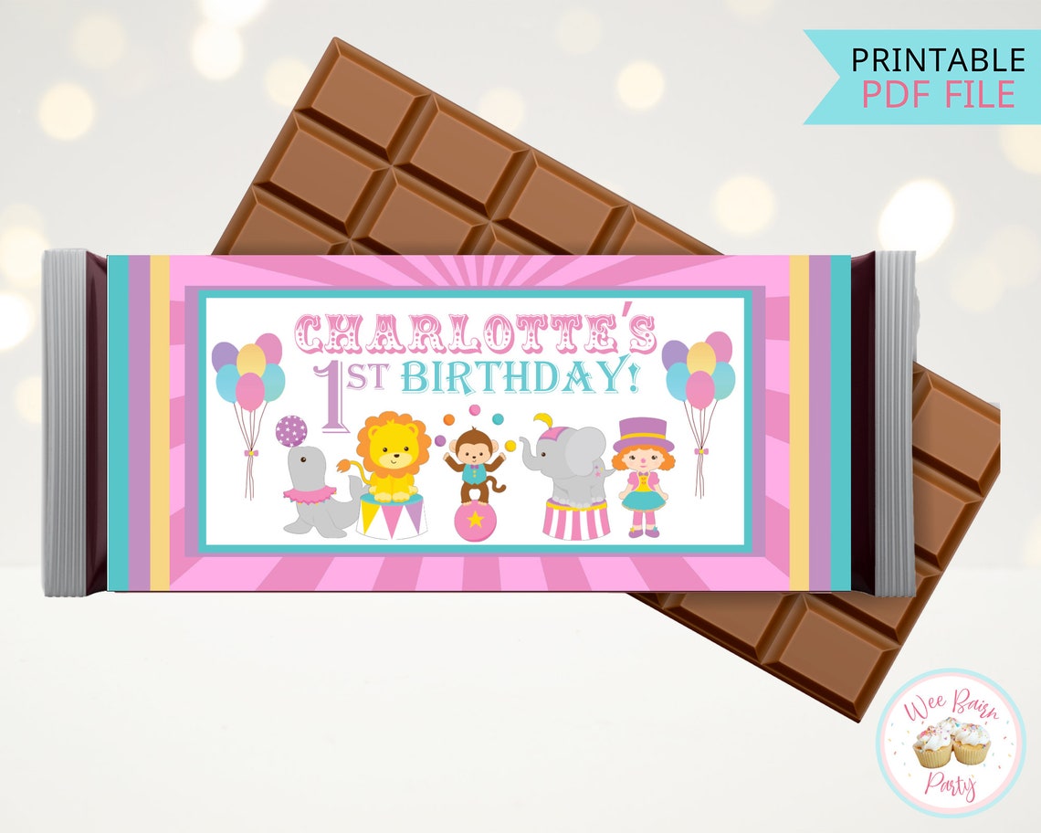 Pink Circus Party Candy Bar Wrappers Circus Themed Party - Etsy