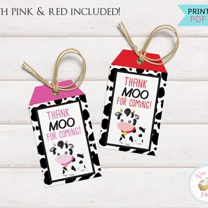 Cow Birthday Favor Tags, Barnyard Birthday Farm Party Favors Hang Tags ...