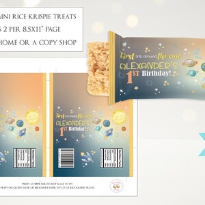 First Trip Around the Sun Rice Krispy Treats Labels, One Year Space ...