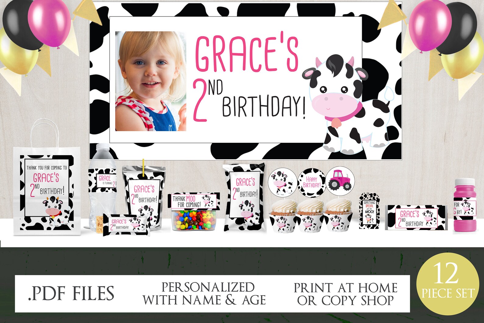 Cow Print Farm Birthday Decoration Bundle Barnyard Farm - Etsy