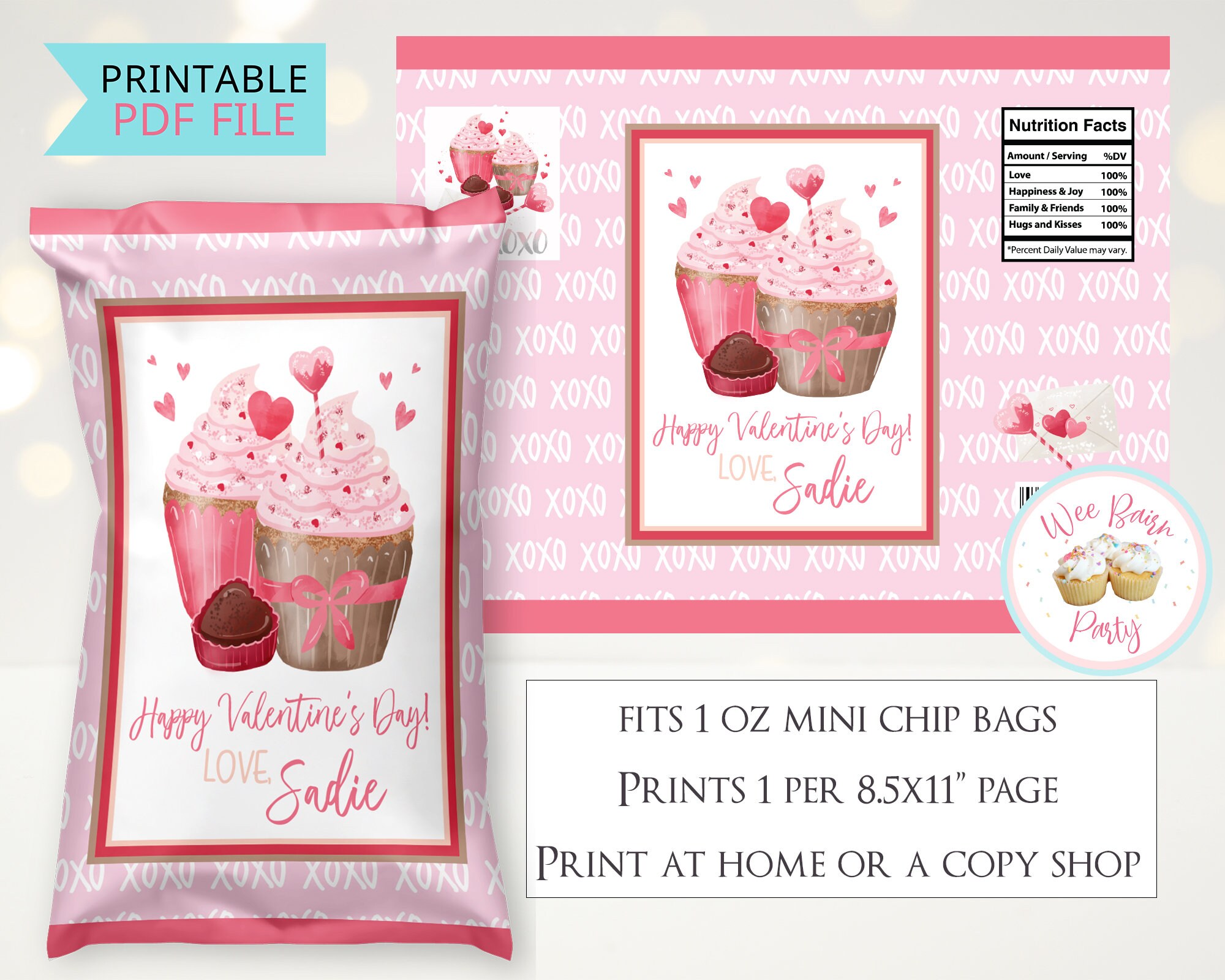 Valentines Party Custom Chip Bags Classroom Valentines Day - Etsy