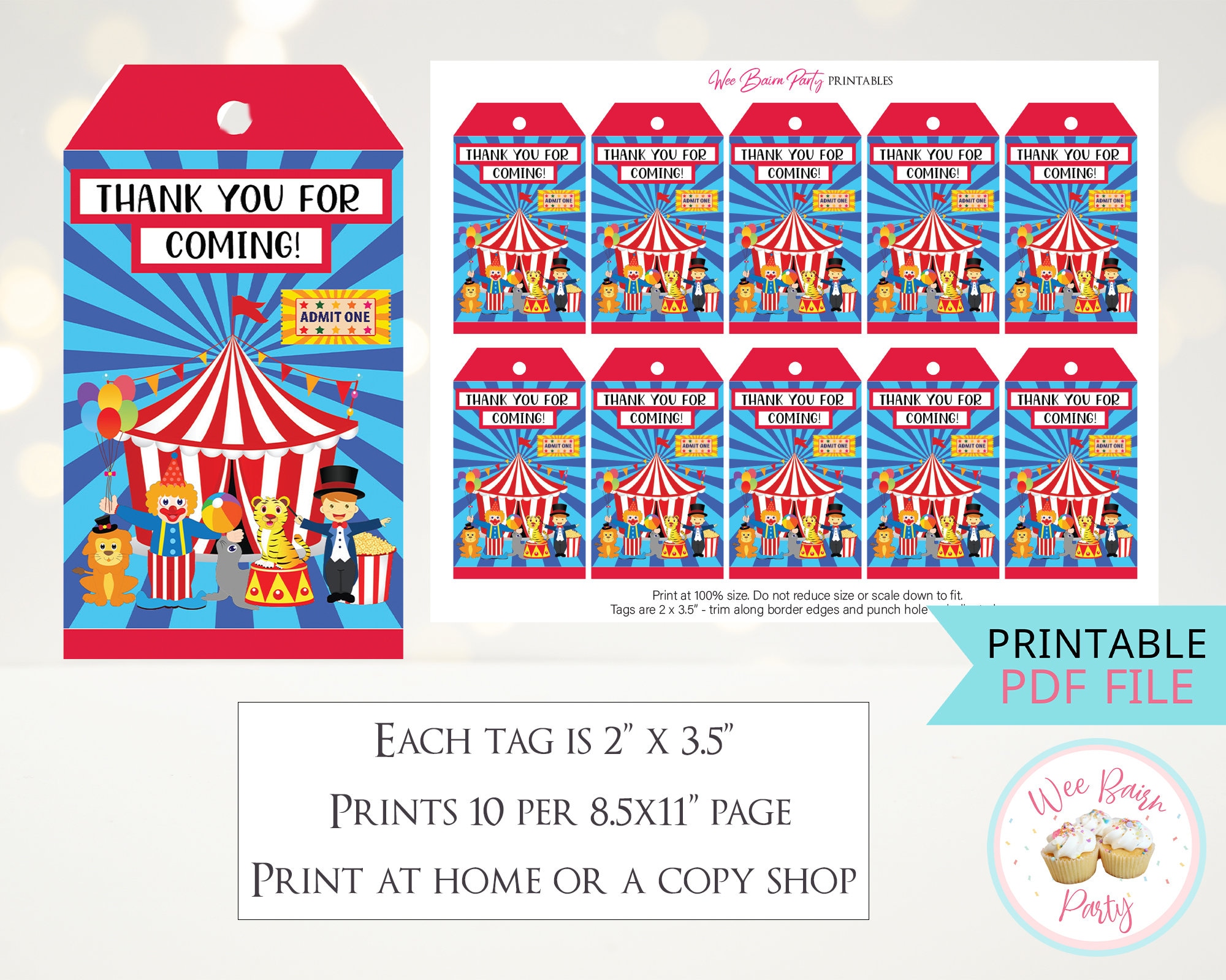 Circus Theme Party Favor Tags Carnival Birthday Party Gift - Etsy