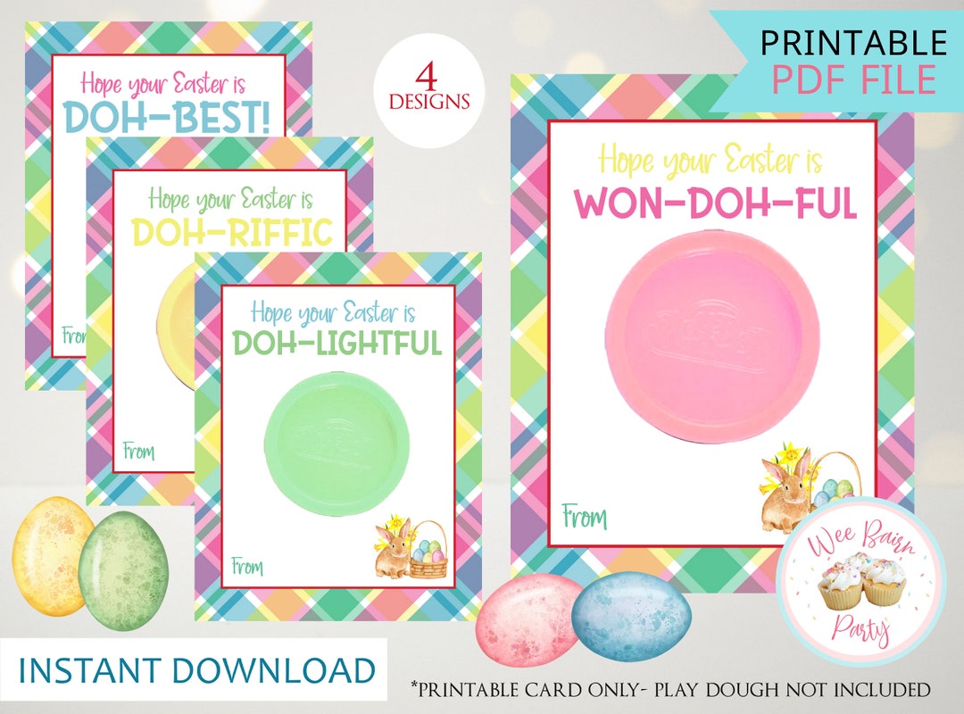 Easter Playdough Gift Tag Card, Printable Sensory Play Dough Easter ...