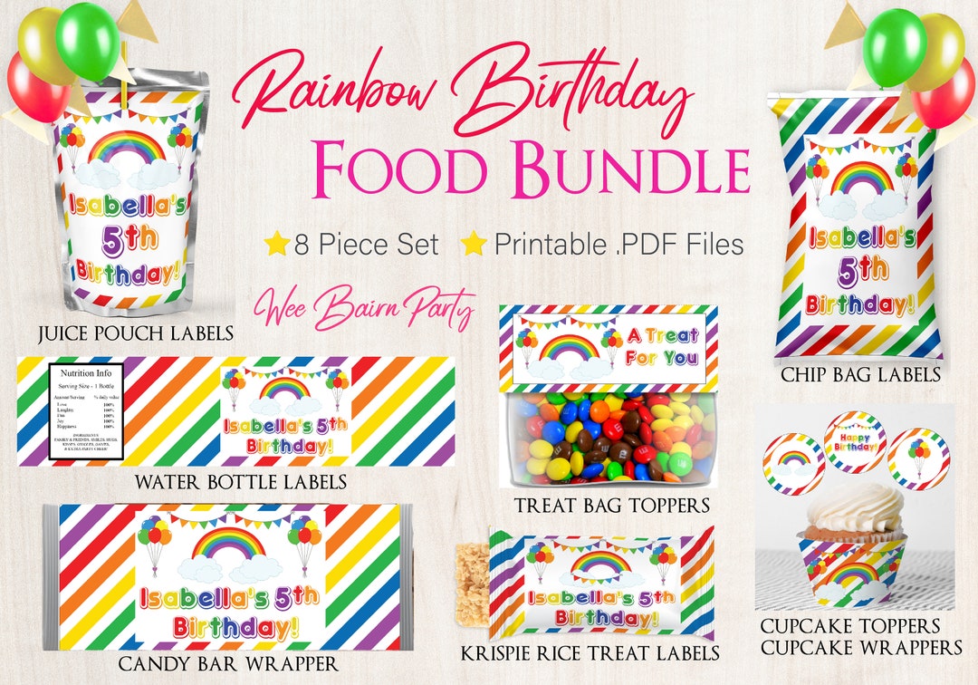 Printable Rainbow Decorations for Birthday Party Bundle - Etsy