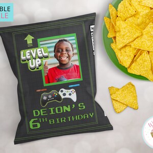 Video Games Birthday Custom Chip Bags Level up Gamer Birthday - Etsy