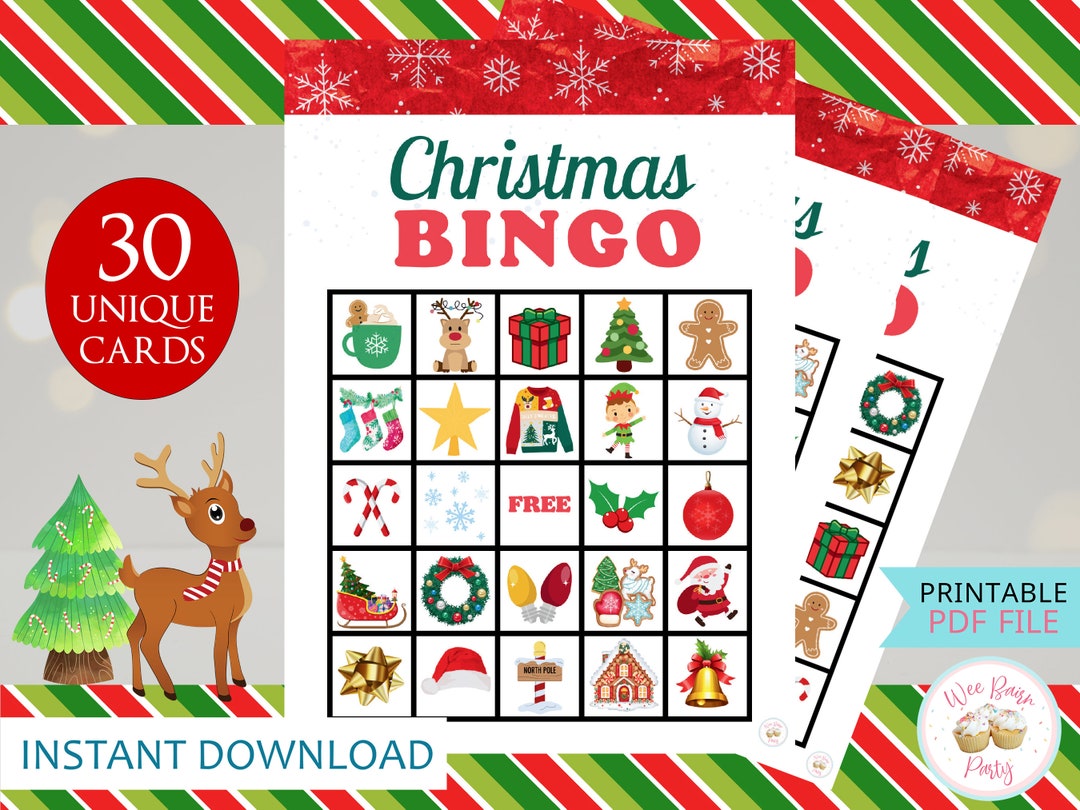Christmas Bingo Printable Game, Holiday Bingo Cards Christmas Party ...