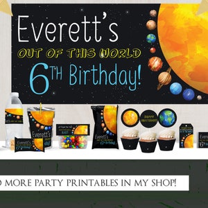 Space Theme Birthday Thank You Gift Bag Tags, Out of This World Space ...