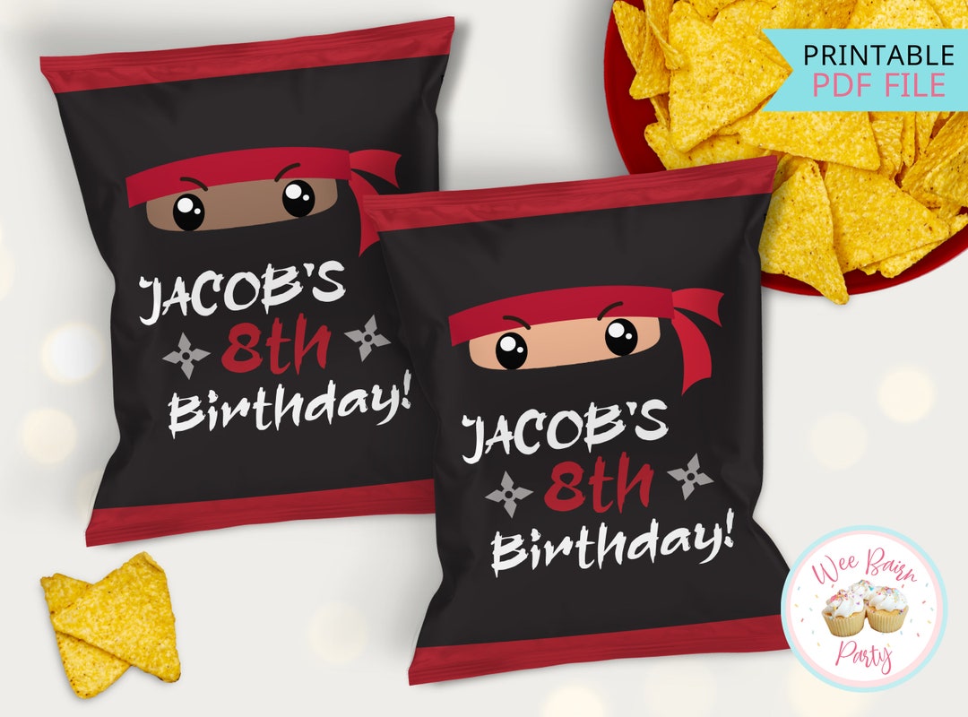 Ninja Party Custom Chip Bags Ninja Birthday Party Chip Bag - Etsy
