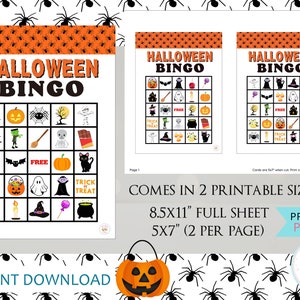Printable Halloween Bingo Cards Kids Family Halloween Party Game ...