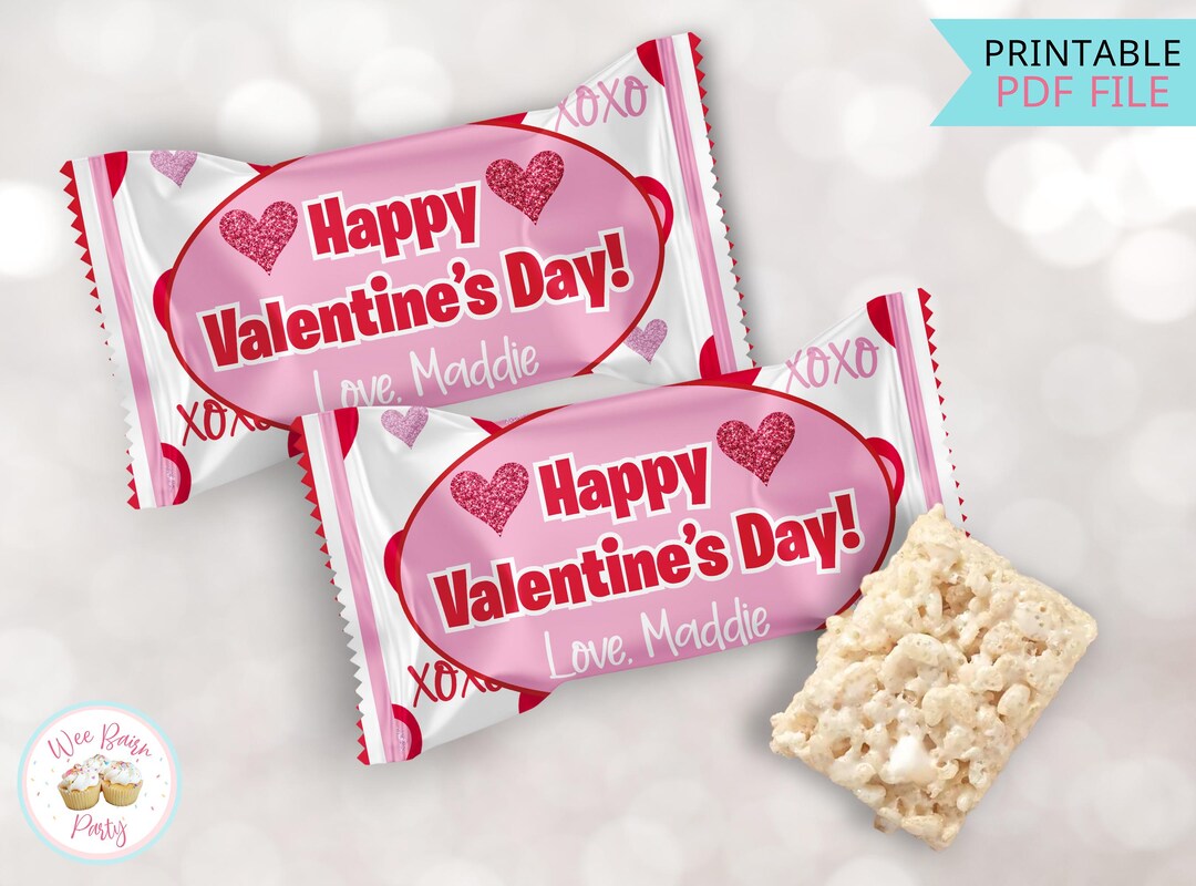 Custom Valentines Rice Krispy Treat Labels (printable PDF) - Etsy