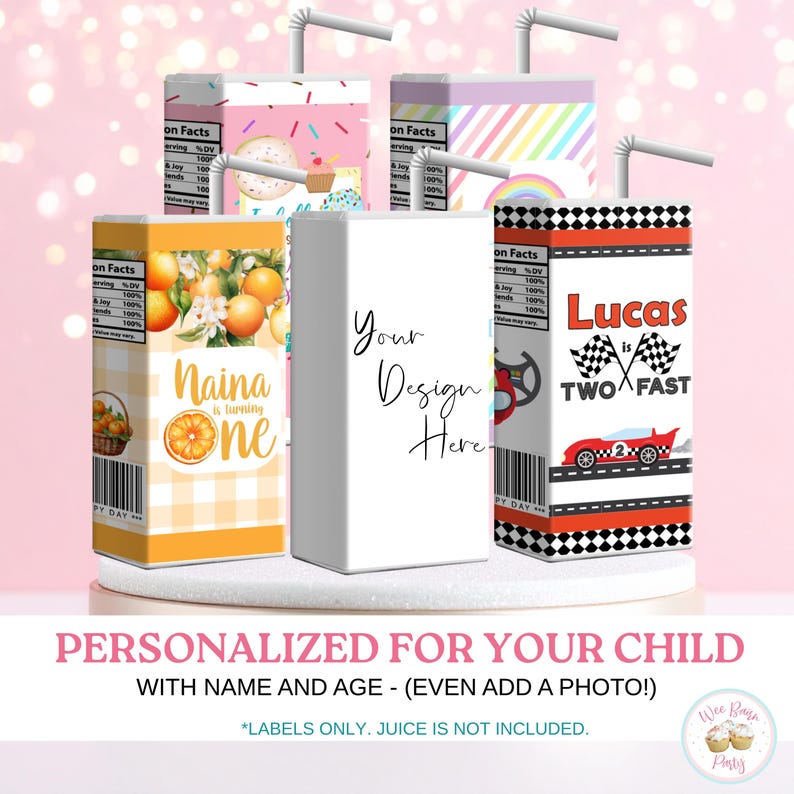 Custom Juice Box Labels – Personalized Party Favor Labels, Kids ...