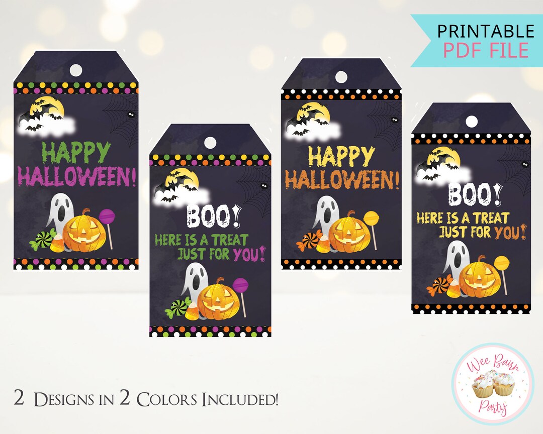 Halloween Favor Tags, Boo Happy Halloween Treat Bags Gift Tags for ...