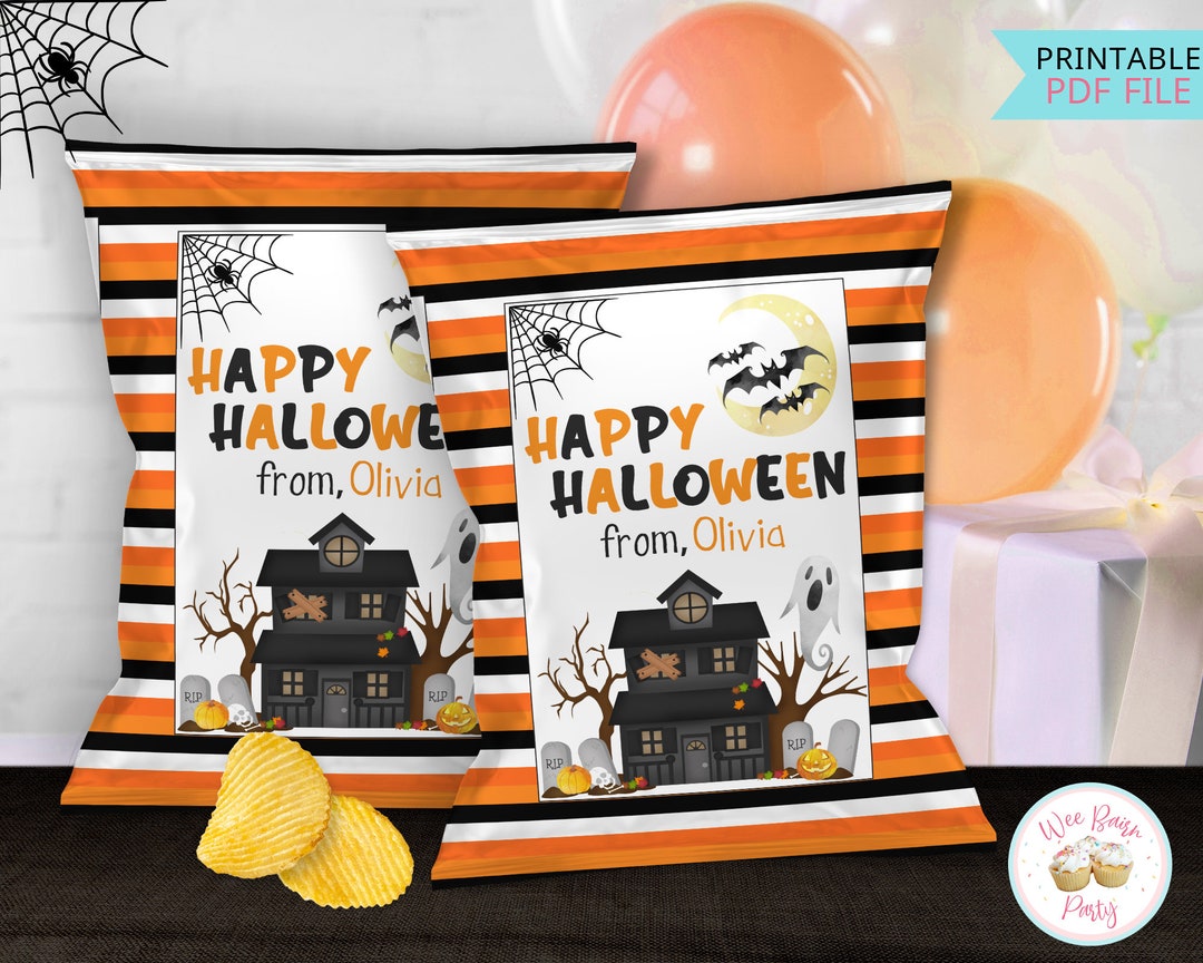 Happy Halloween Chip Bags Party Favors, Halloween Party Treat Custom ...